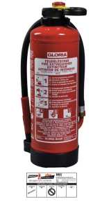 Gloria PK6PRO/PSE6GA – Auflade-Pulver Feuerlöscher (ABC) mit Wandhalter und Plakette